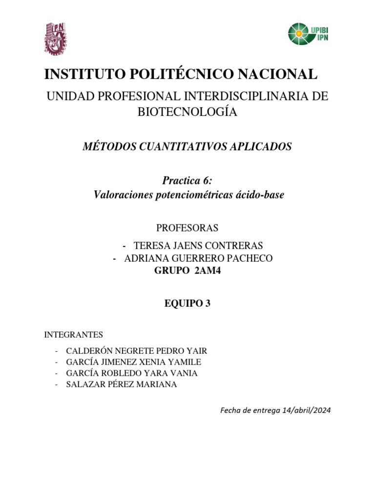 Práctica6 Potenciometria MCA | PDF | Carbonato | Ácido clorhídrico