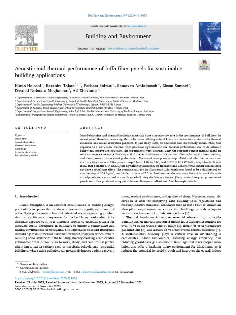 Luffa Fiber Panels: Acoustic & Thermal Benefits | PDF | Fibers ...