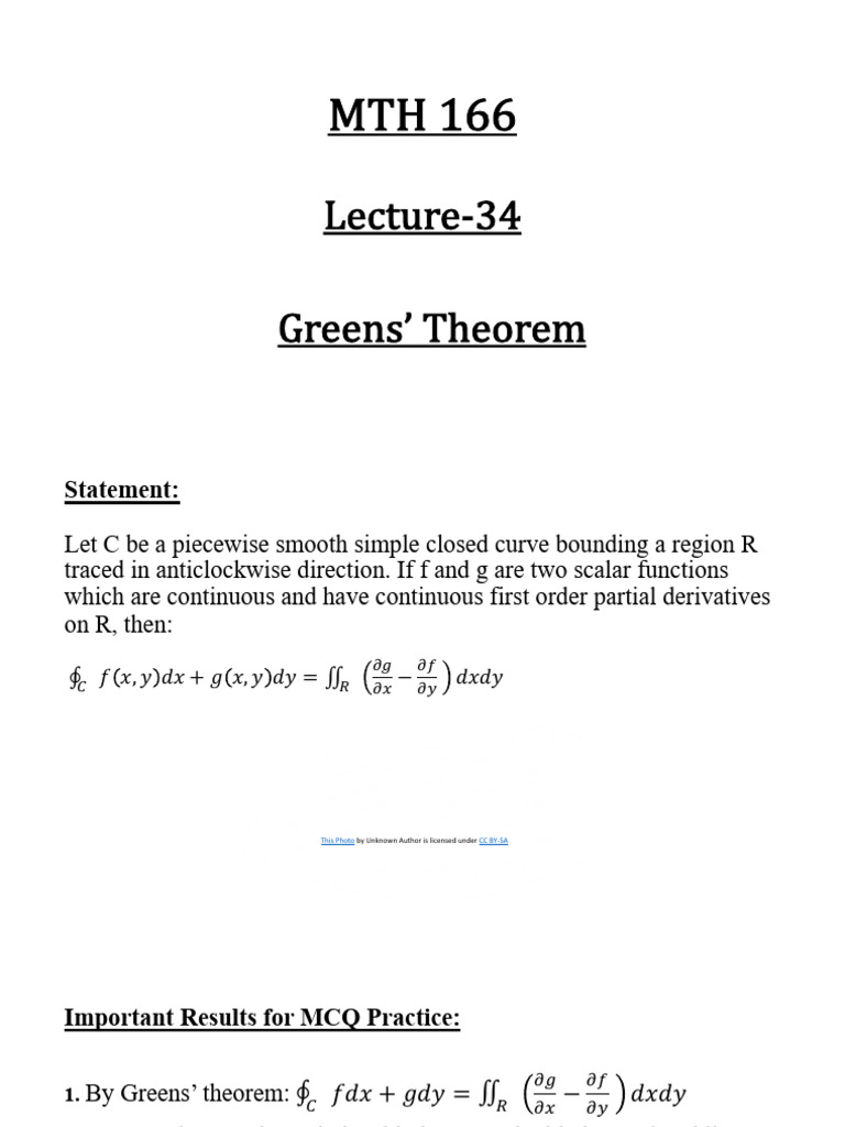 Understanding Greens' Theorem in Calculus | PDF | Integral | Mathematical Analysis