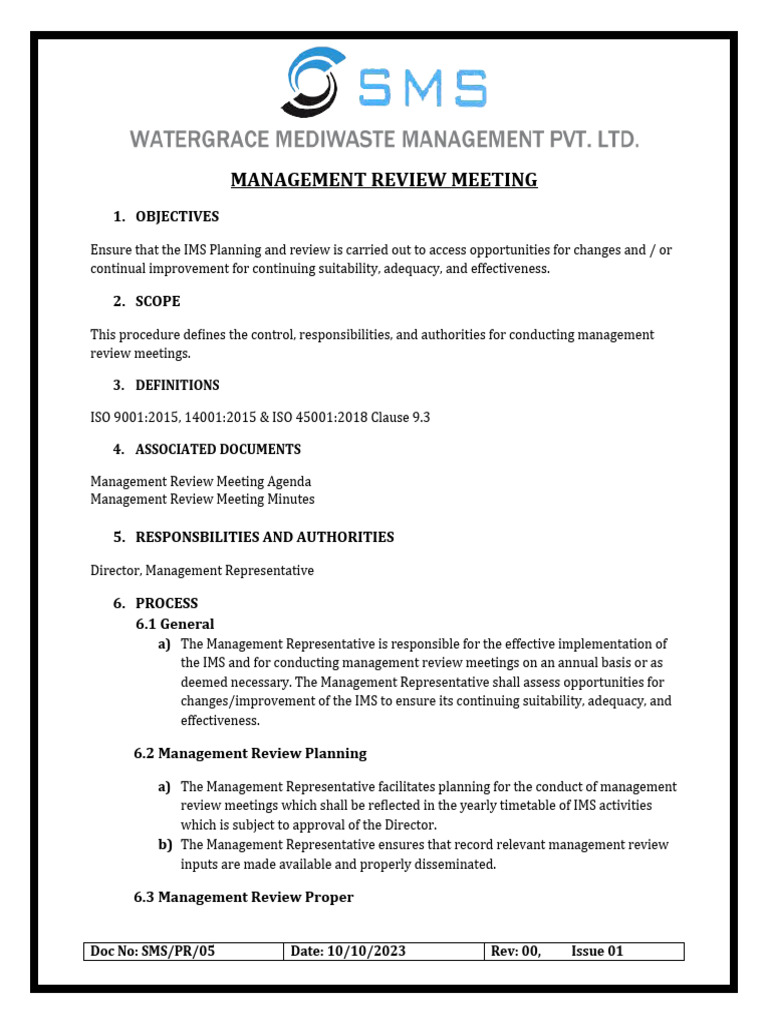 Management Review Procedure | PDF | Regulatory Compliance | Iso 9000