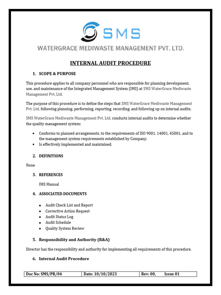 Internal Audit Procedure | PDF | Audit | Internal Audit