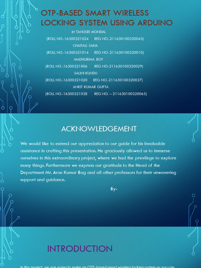 OTP Based Smart Wireless Locking System Using Aurdino | PDF | Bluetooth | Personal ...