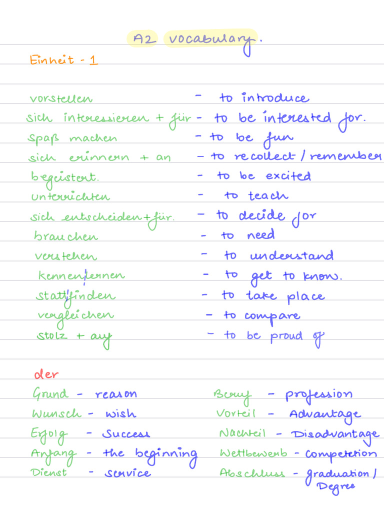 A2 Vocabulary | PDF