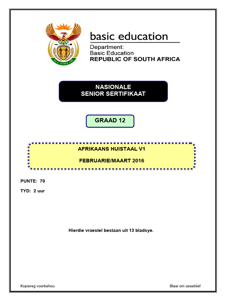 Graad 12: Nasionale Senior Sertifikaat | PDF