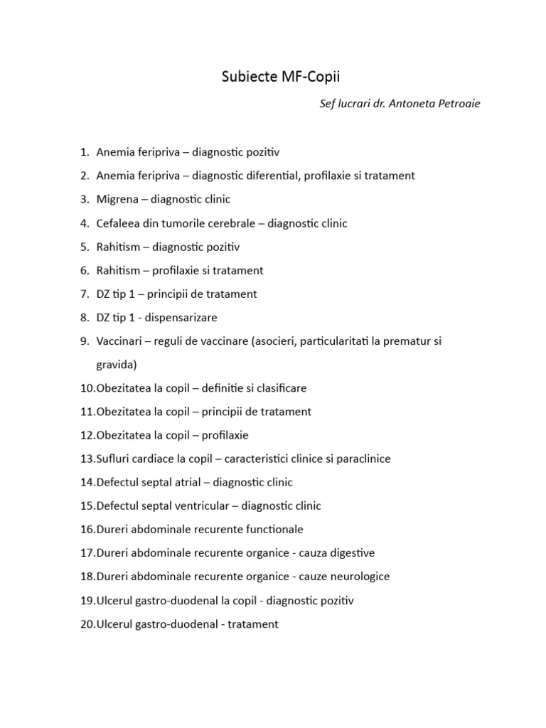 Subiecte MF Copii | PDF