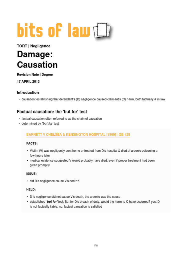 Damage Causation Factual Legal 2 | PDF | Causation (Law) | Negligence