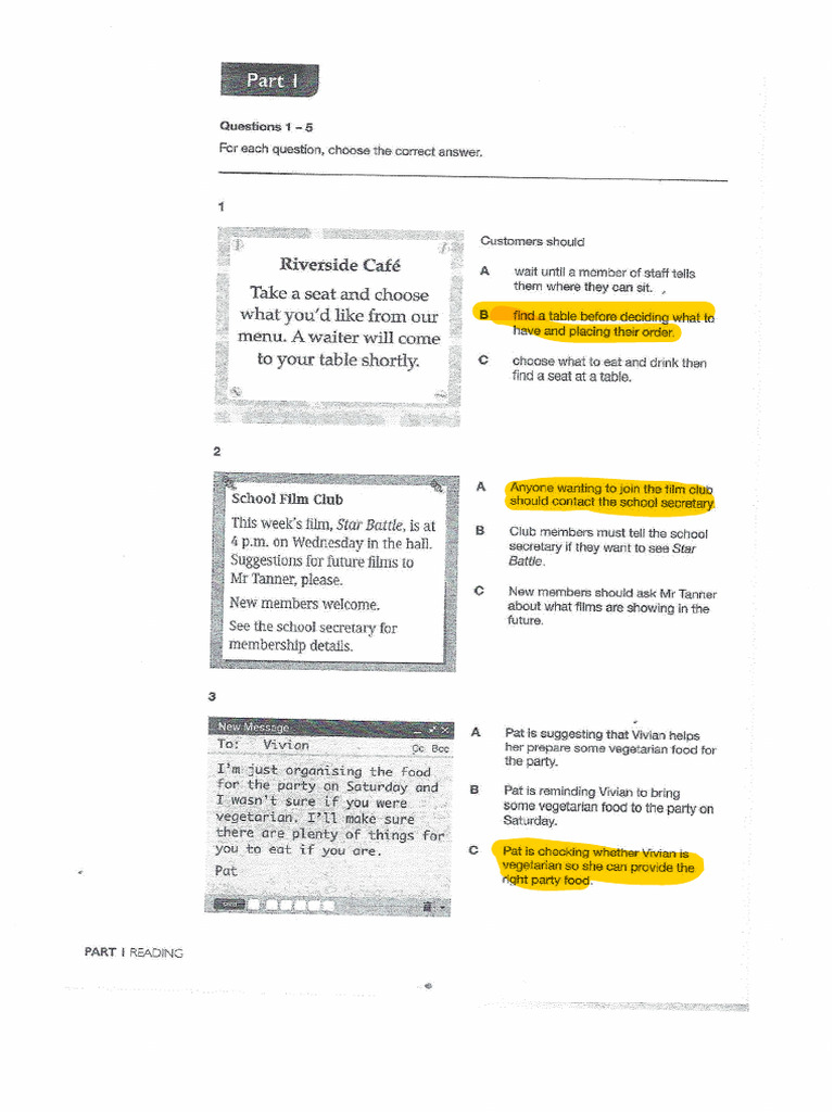 Reading B1 Test 1 | PDF