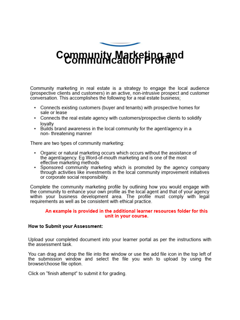 REAA - CPPREP4004 - Community Marketing and Communication Profile v1.5c | PDF | Marketing ...