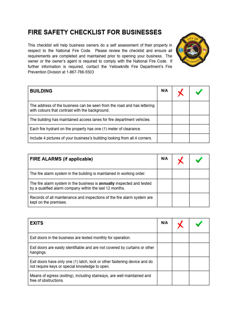 Business Fire Safety Checklist | PDF | Fire Sprinkler System | Fire Safety