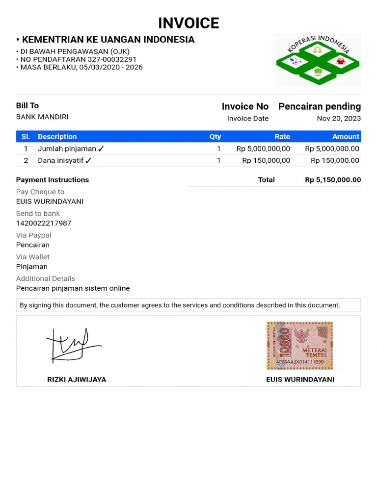 Invoice Pencairanpending Pdf