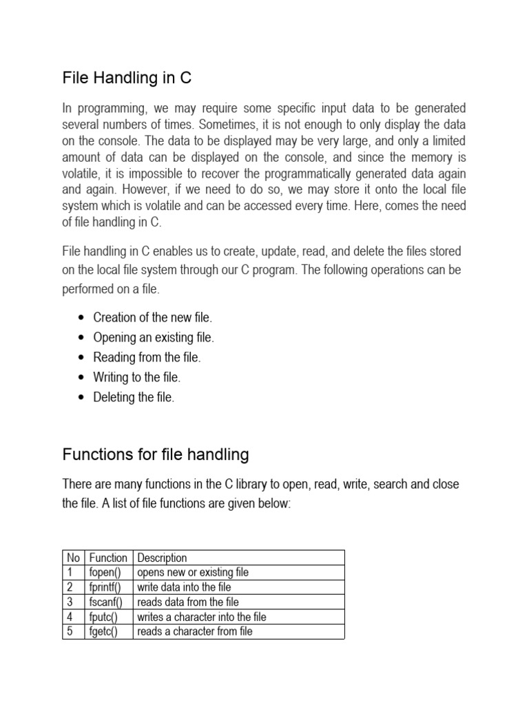 File Handeling in C | PDF | Computers File Handeling in C | PDF | Computers