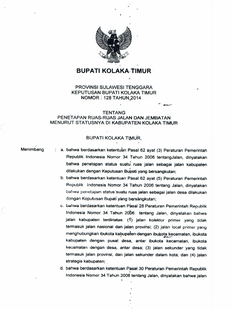 SK Jalan Kabupaten Kolaka Timur | PDF