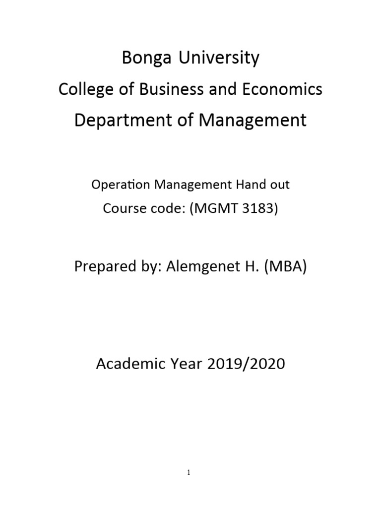 Operations Management Overview | PDF | Conceptual Model | Competitive ...