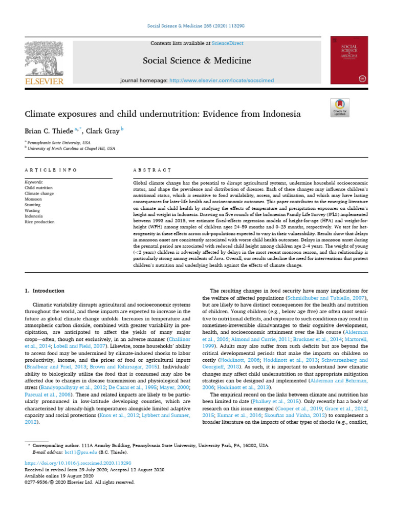 Jurnal Climate Exposures and Child Undernutrition Evidence From ...