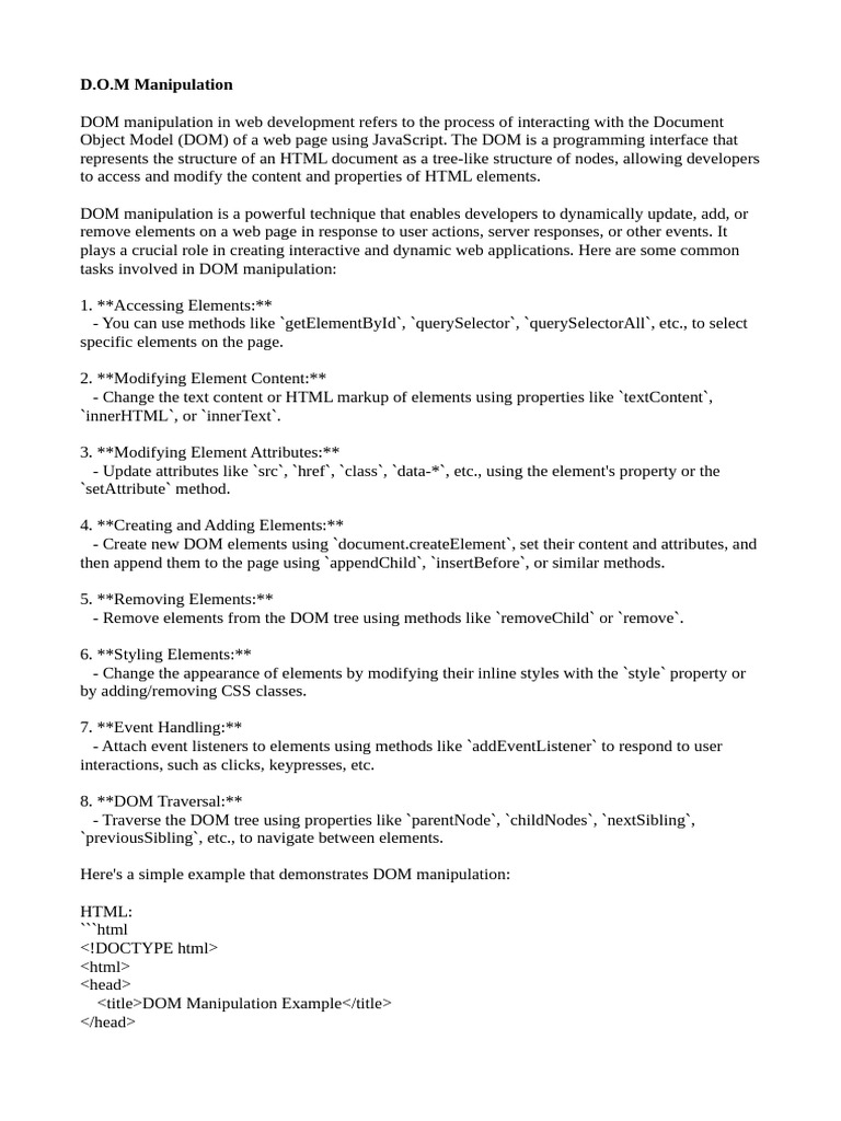 DOM Selection | PDF | Document Object Model | World Wide Web