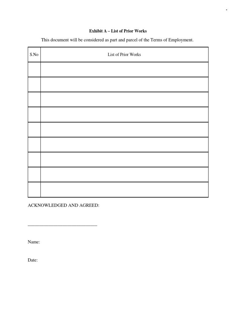 Exhibit+a+ +List+of+Prior+Works | PDF