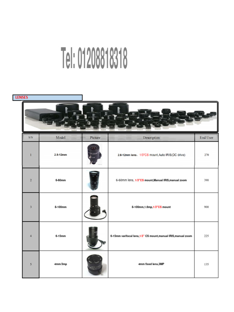 Accessories Price List 2 | PDF | Camera Lens | Zoom Lens