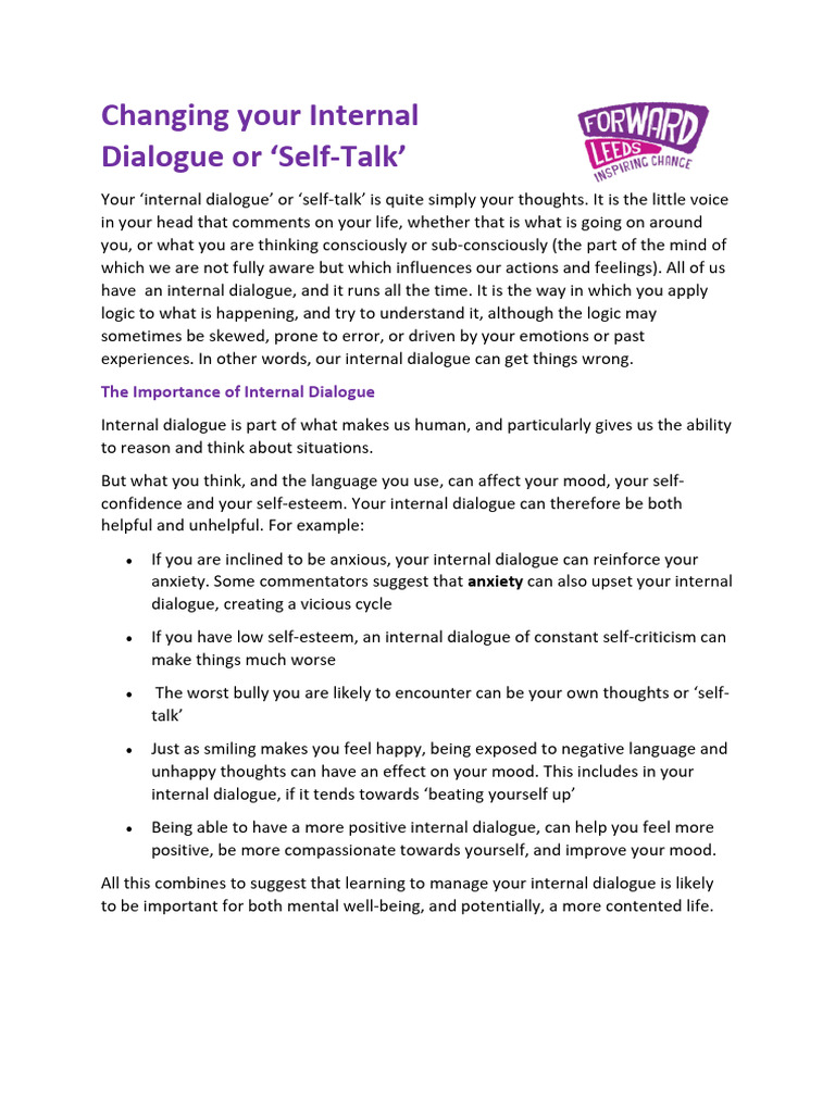 Transforming Your Self-Talk for Well-Being | PDF | Thought | Mood ...