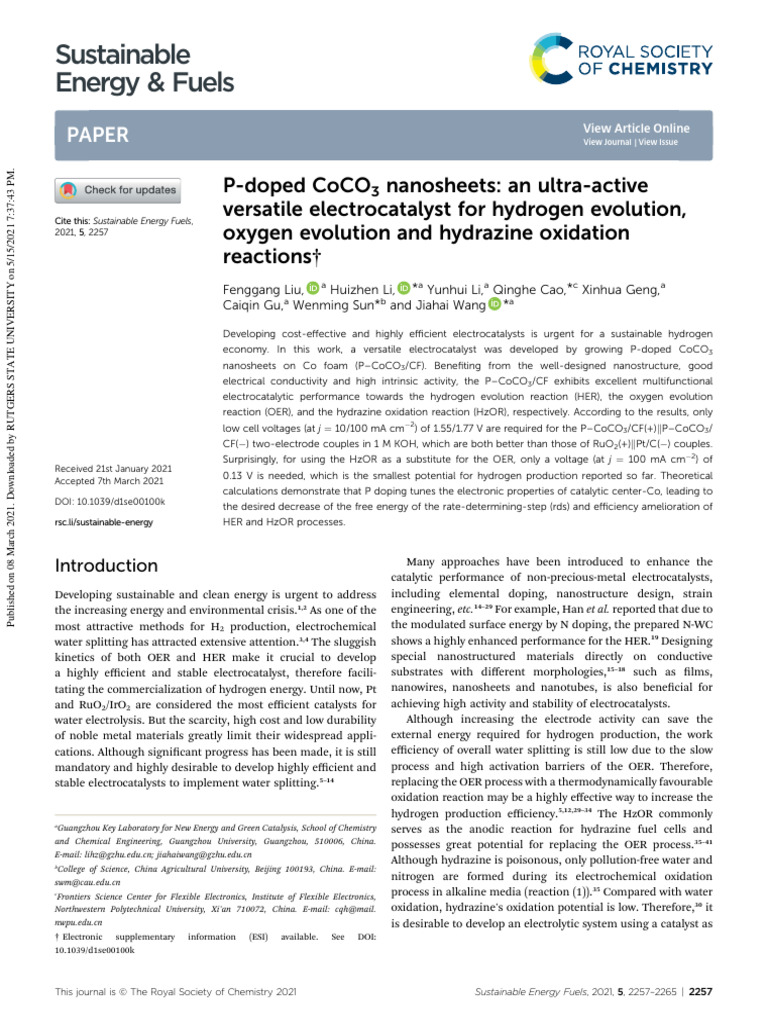 Liu 2021 | PDF | Catalysis | Physical Chemistry