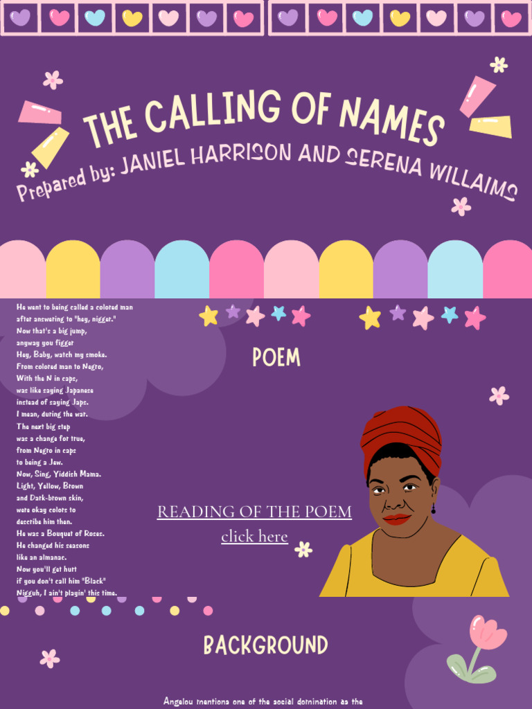The Calling of Names by Maya Angelou | PDF | Poetry