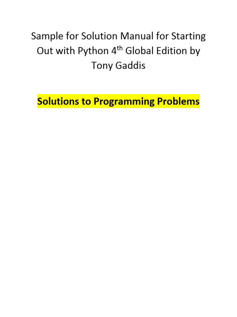Sample For Solution Manual Starting Out With Python 4th Global Edition ...