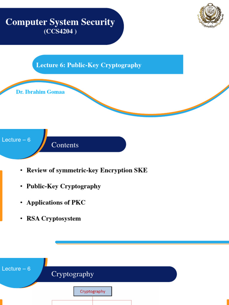 Lecture - 6 | PDF | Public Key Cryptography | Cryptography
