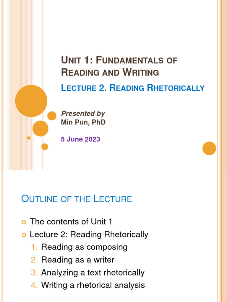 Unit 1 Acw Lecture 2 | PDF | Rhetoric | Argument