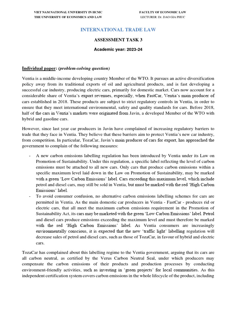 IRAC Question Assessment Task 3 - Sem 2 2023-24 | Download Free PDF | Car | Life Cycle Assessment