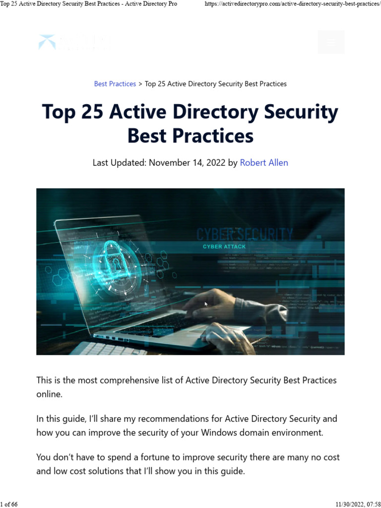 Top 25 Active Directory Security Tips | PDF | Active Directory | Domain ...