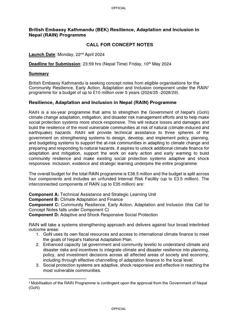 Call For Concept Notes - Final | PDF | Climate Resilience | Emergency ...