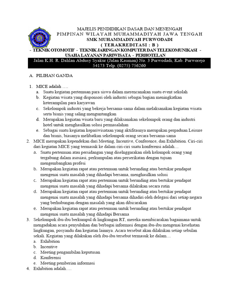 Soal PTS Fix Xi Mice | PDF