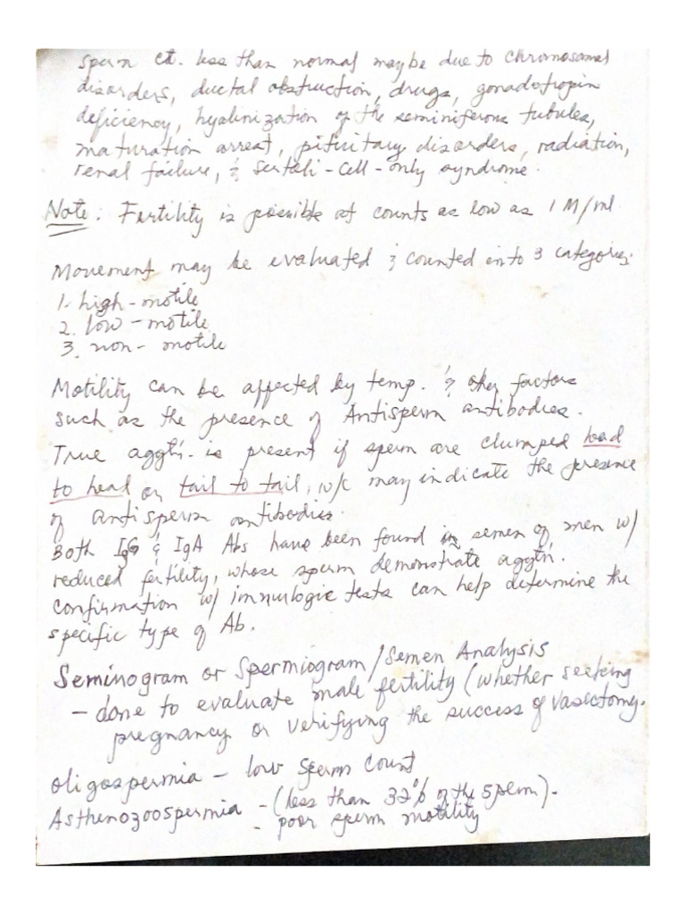 Summary Notes Seminal Fluid | PDF