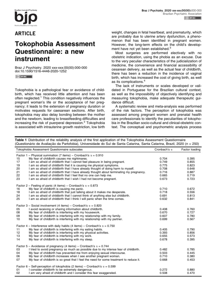 Tokophobia Questionnaire Validated | PDF | Maternal Health | Health Care