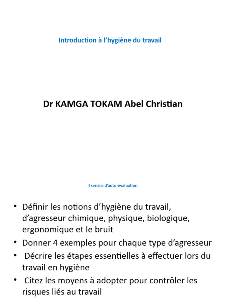 Hygiene Du Travail | PDF | Hygiène du travail | Chimie