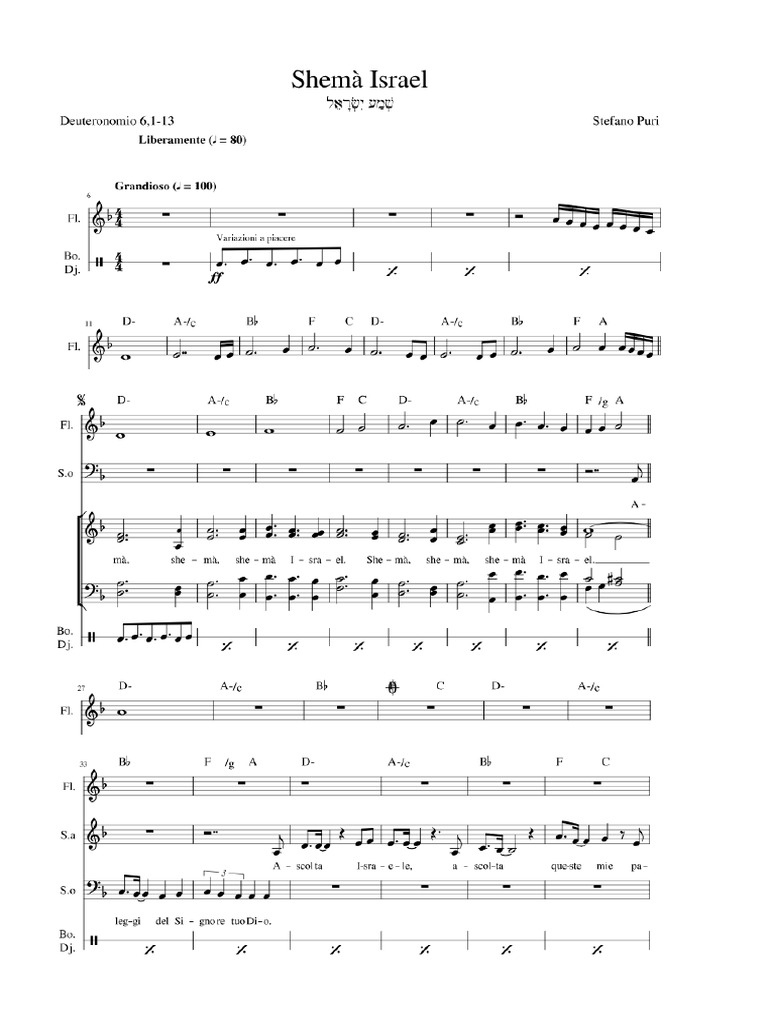 Spartito - Shema Israel | PDF