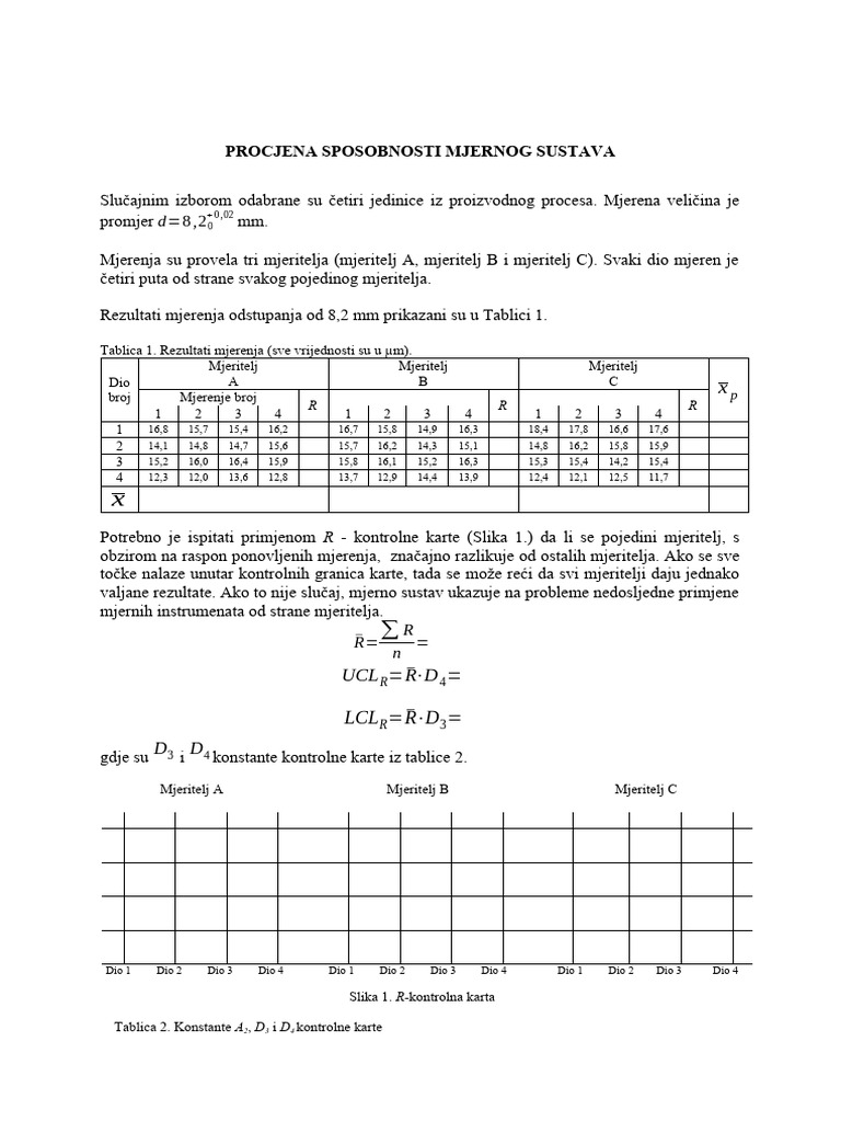Podloga Za Vježbu - Procjena Sposobnosti Mjernog Sustava | PDF