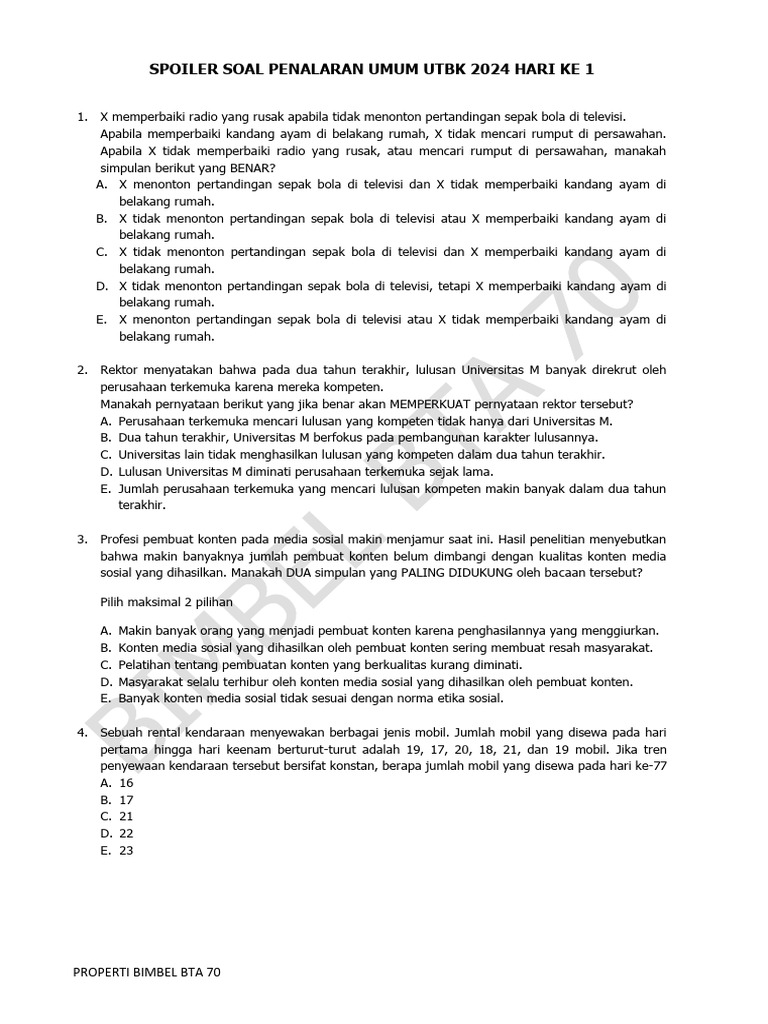 Spoiler Pu Utbk 2024 | PDF