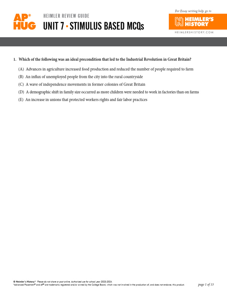 AP Hug Hrg Unit 7 Mcq | PDF | Human Development Index | Advanced Placement