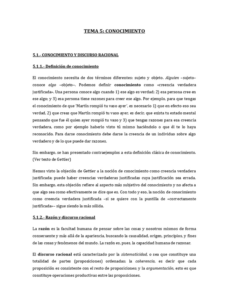 Tema Conocimiento | PDF | Conocimiento | Empirismo