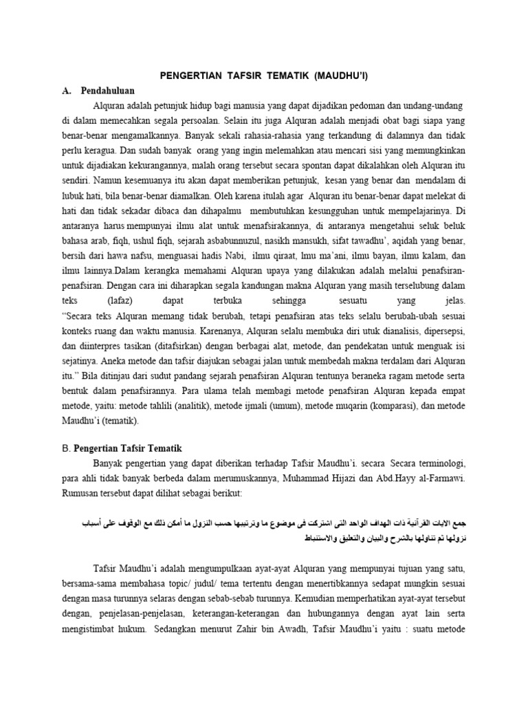 Pengertian Tafsir Tematik | PDF
