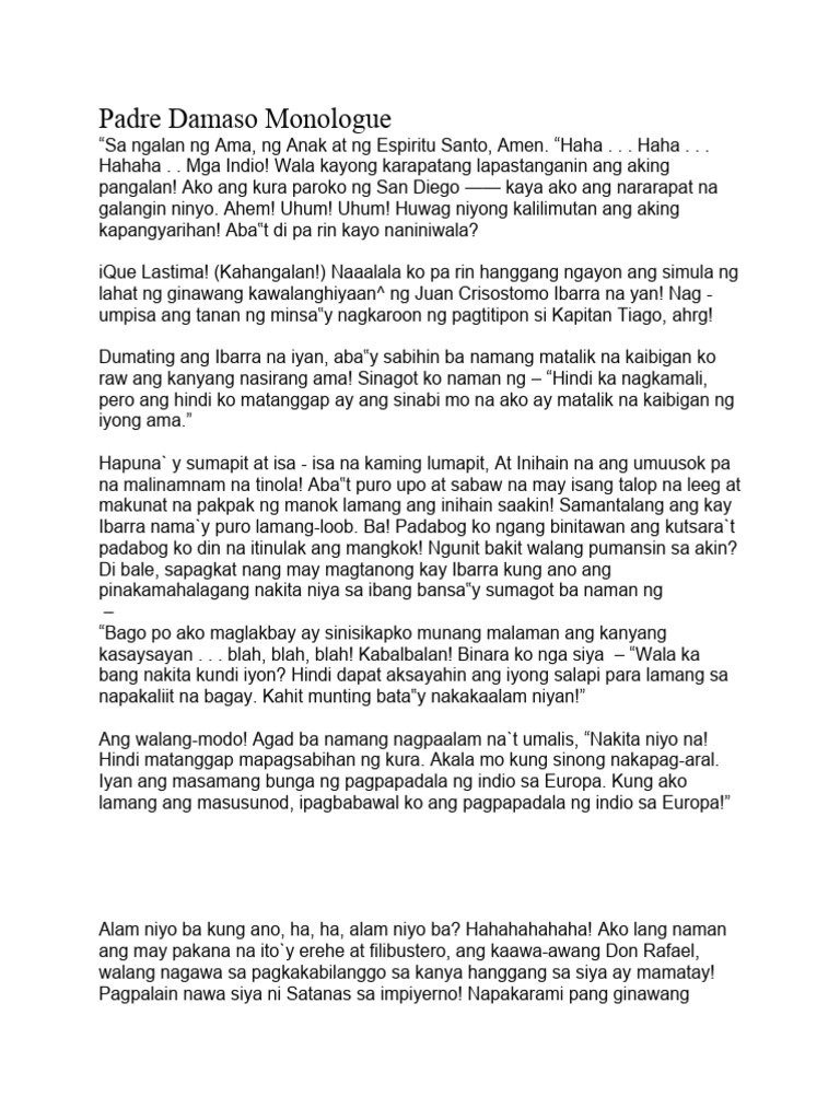 Padre Damaso Monologue | PDF
