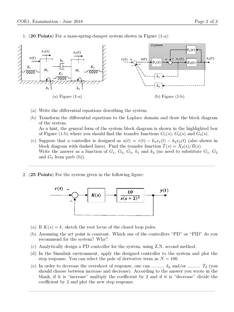 COE1 2018 Exam | Download Free PDF | Control Theory | Mathematics