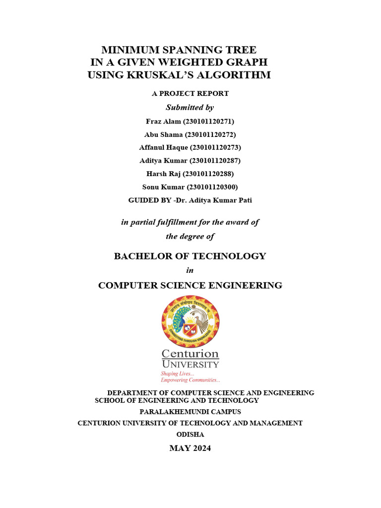 Aditya's Project Kruskal Algorithm | PDF | Mathematical Optimization | Theoretical Computer Science