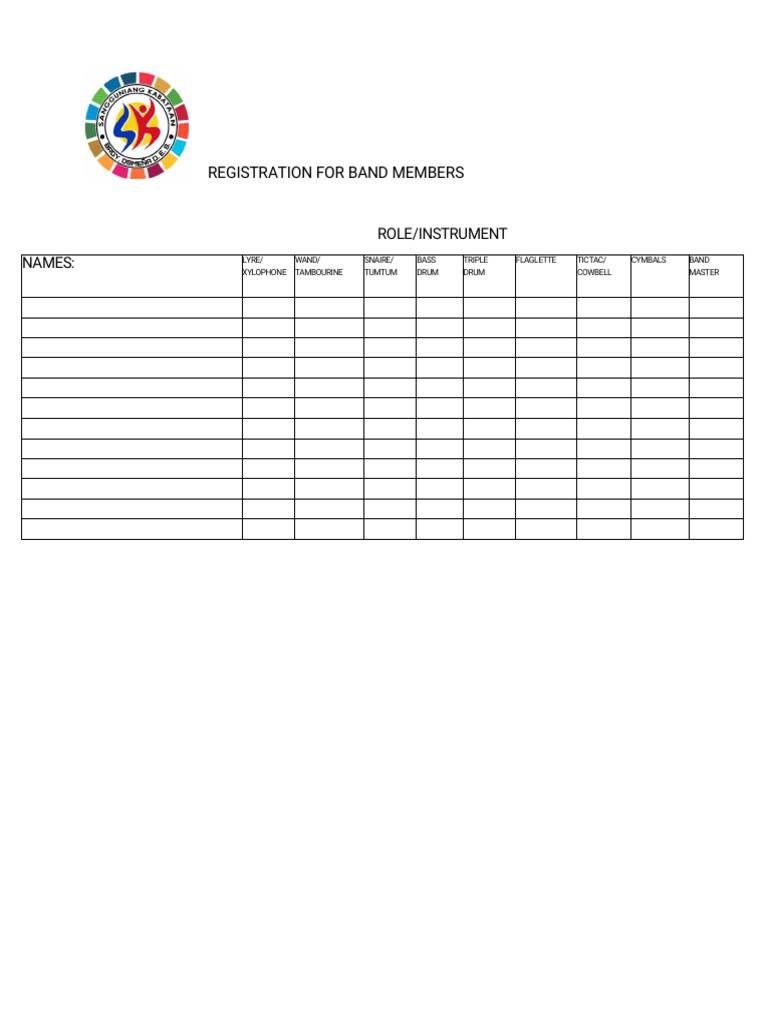 Registration For Band Members - 2 | PDF