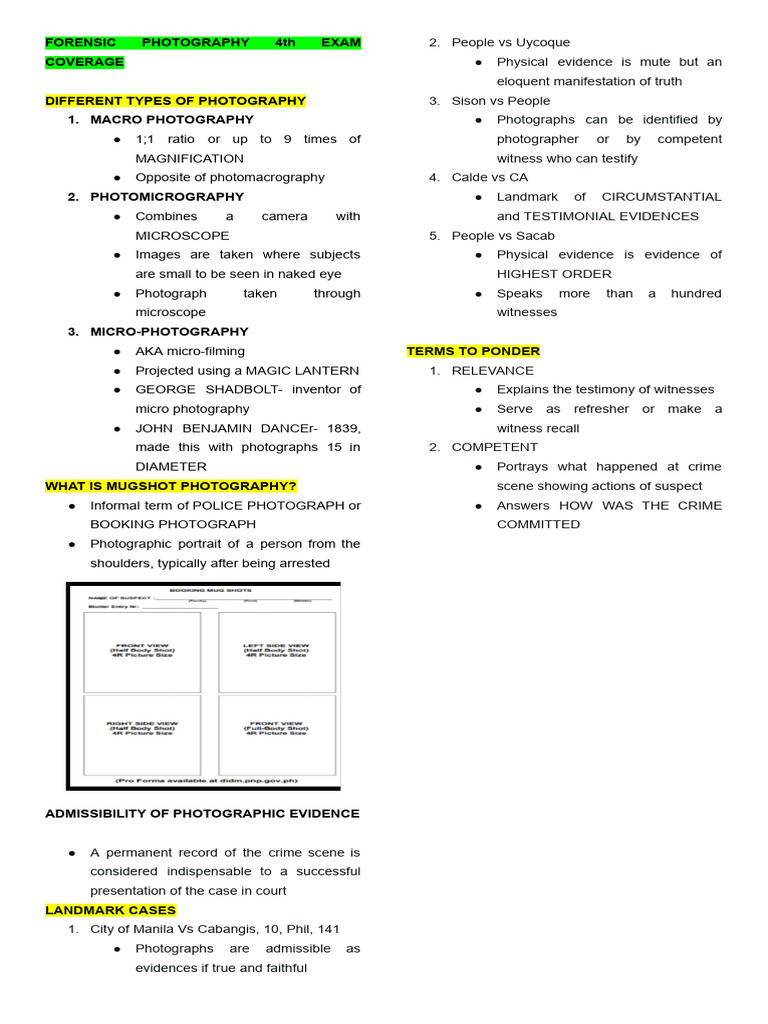 Forensic Photography Exam Overview | PDF | Witness | Macro Photography