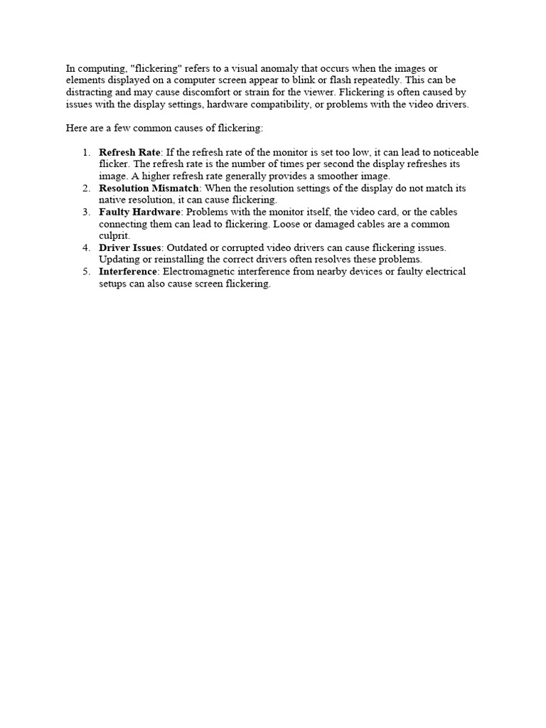 Causes of Screen Flickering in Computing | PDF | Computers | Technology ...
