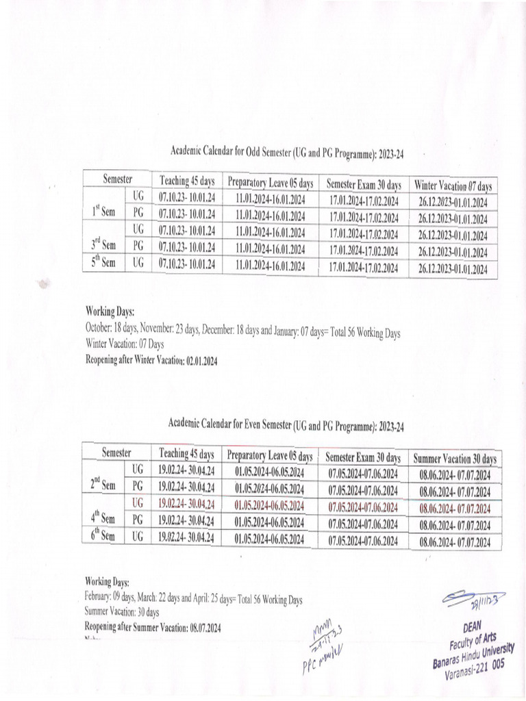 Academic Calander 2023-24 | PDF