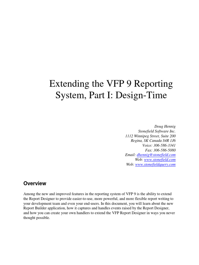 VFP9 Reporting Design Time | Download Free PDF | Class (Computer Programming) | Method (Computer ...