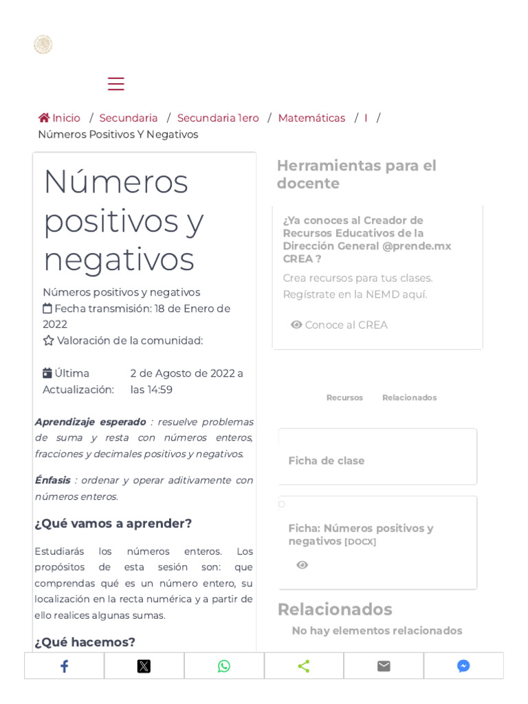 Ejercicios de Números Positivos y Negativos | PDF | Números | Entero