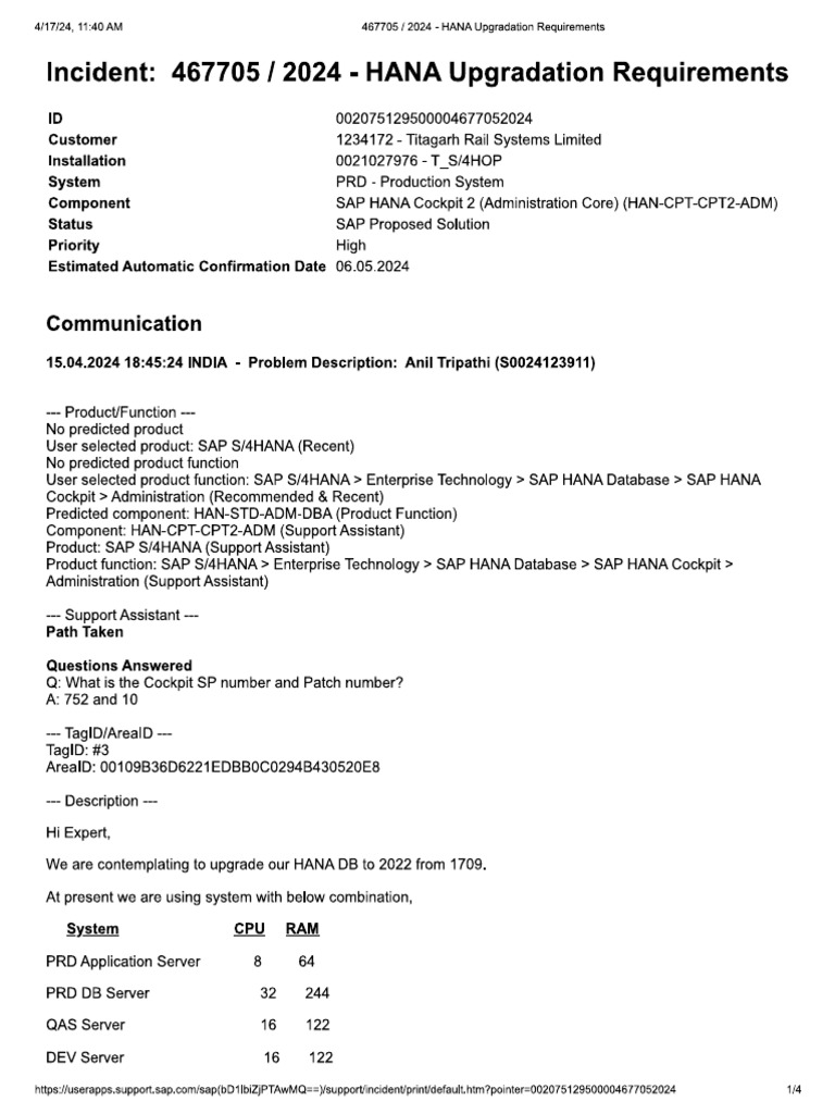 HANA Upgradation Requirements | PDF